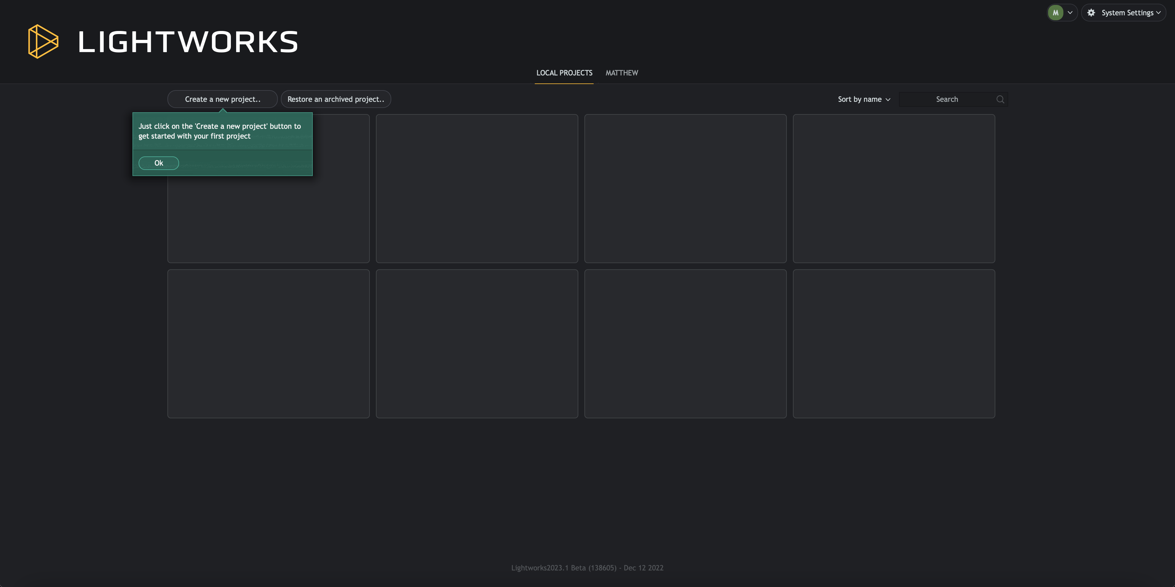 Knowledge Base - Starting Lightworks